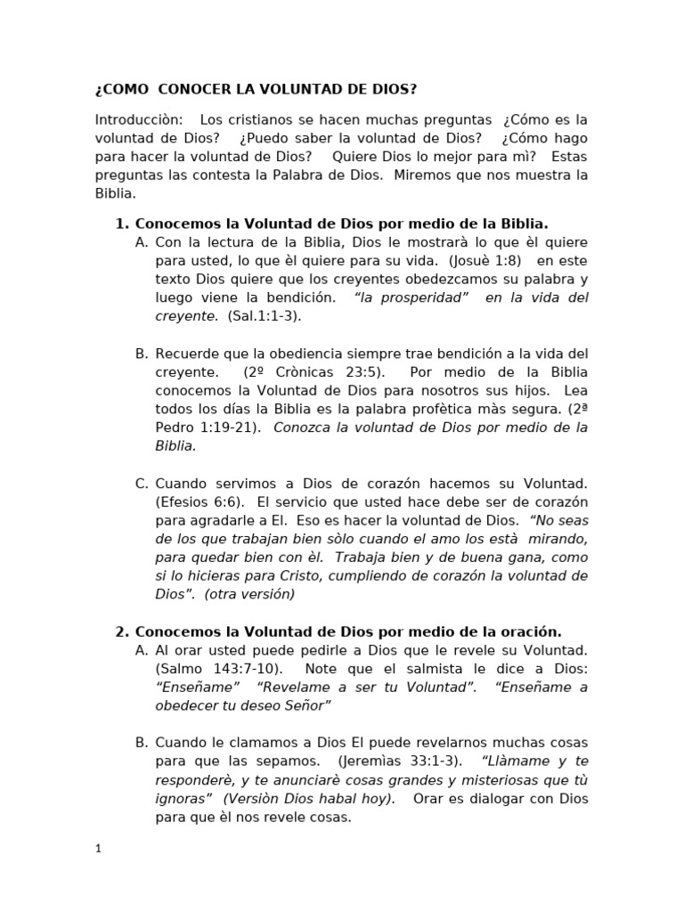 COMO CONOCER LA VOLUNTAD DE DIOS | PDF | Dios | Pecado