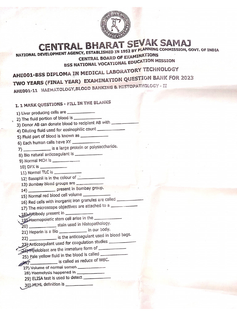 (BSS) DMLT 2023 Paper | PDF