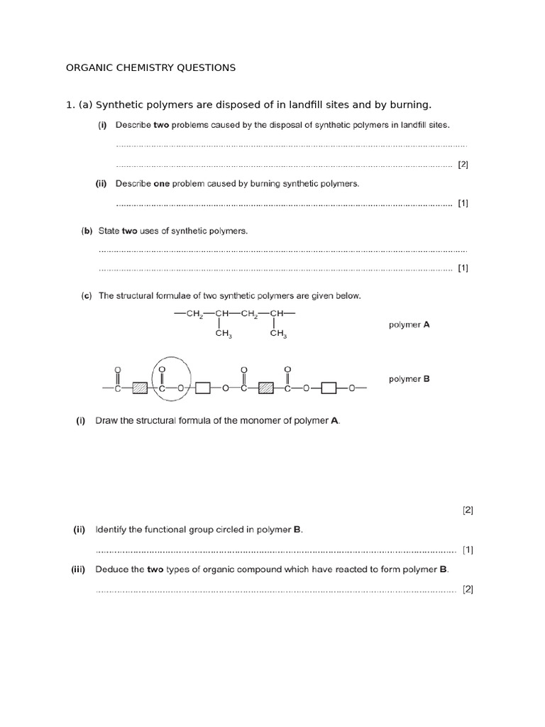 Organic Chemistry Questions | PDF