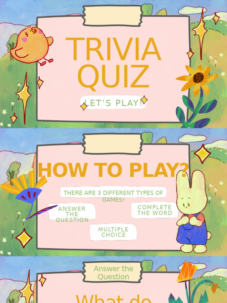 Yellow and Green Illustrative Trivia Quiz Presentation | PDF