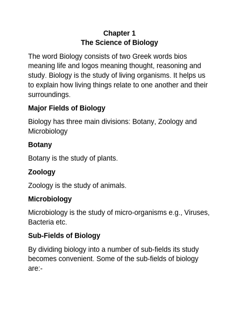 Chapter 1 The Science of Biology | PDF | Biology | Tissue (Biology)