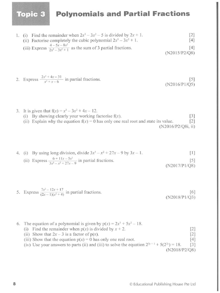 EPH 3 Polynomial Partial Fraction | PDF