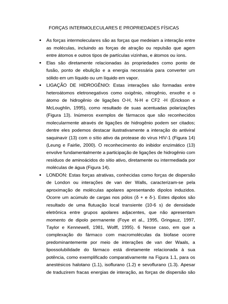 Forças Intermoleculares e Propriedades Físicas | PDF | Força ...