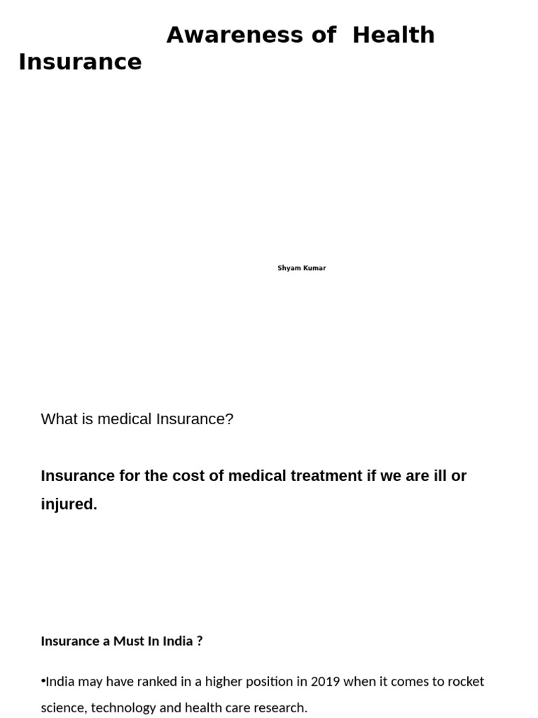 Awareness of Health Insurance | PDF | Insurance | Health Care