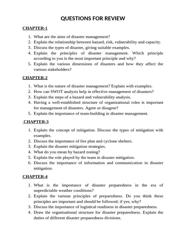 IDM Questions For Review | PDF | Emergency Management | Hazards