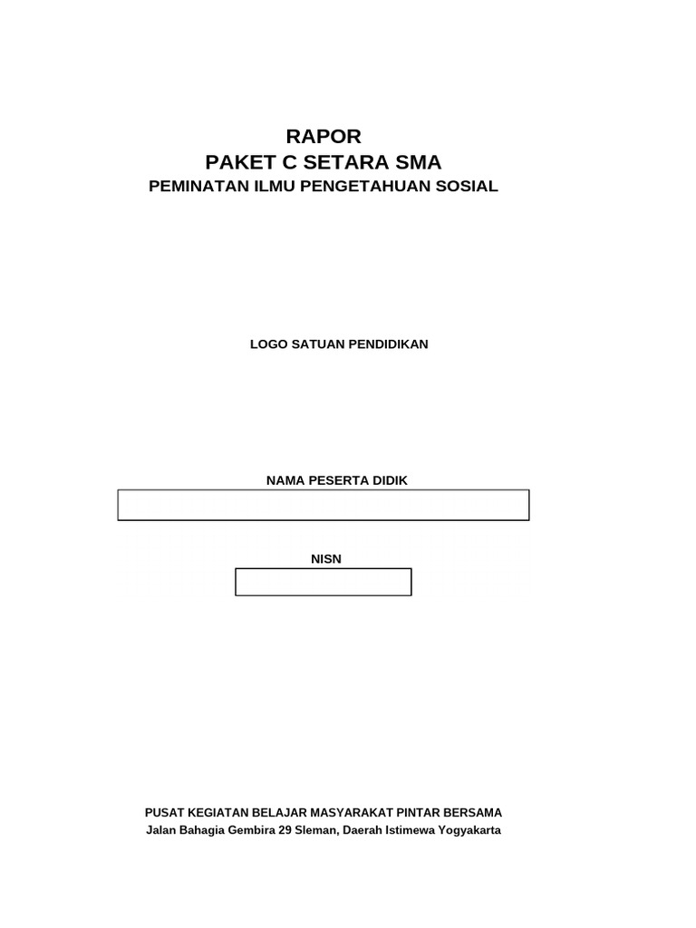 Rapor PKBM Kapitan Jaya | PDF
