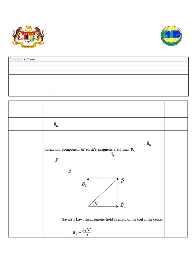 SP025 EXP4 Magnetic Field (Student's Copy) | PDF | Magnetic Field | Electromagnetism