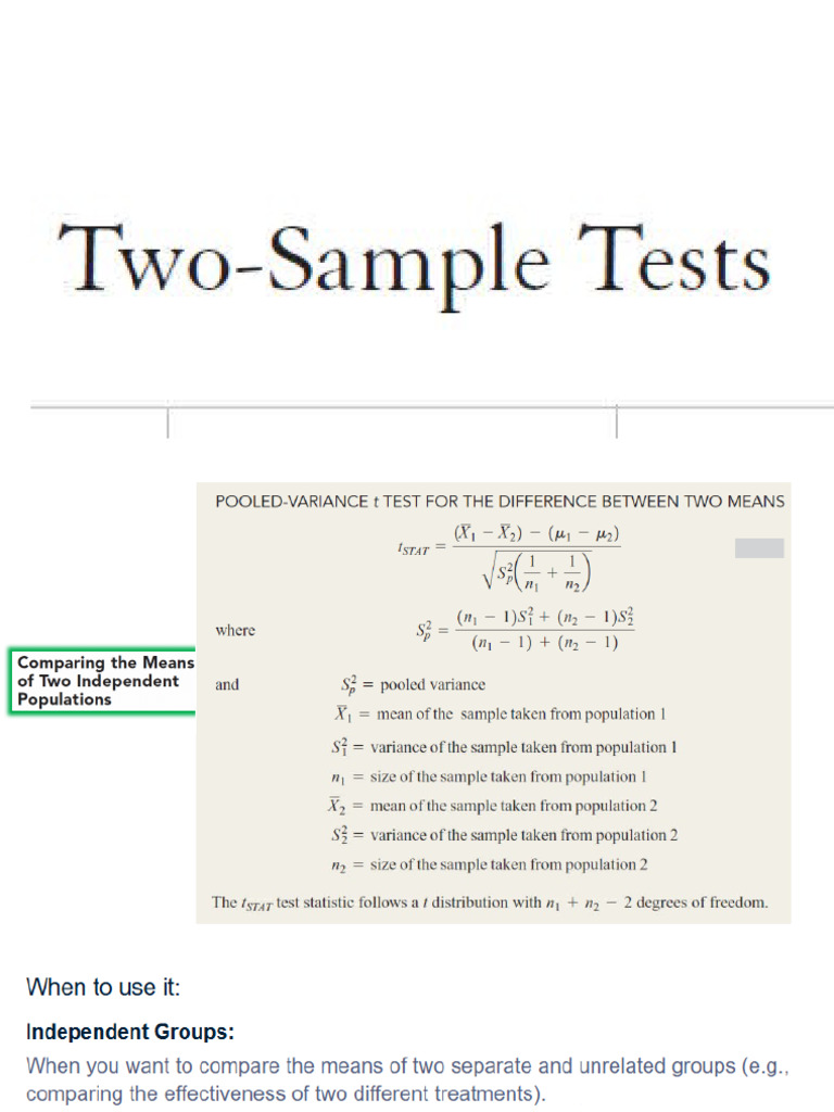 Two Sample Tests | PDF