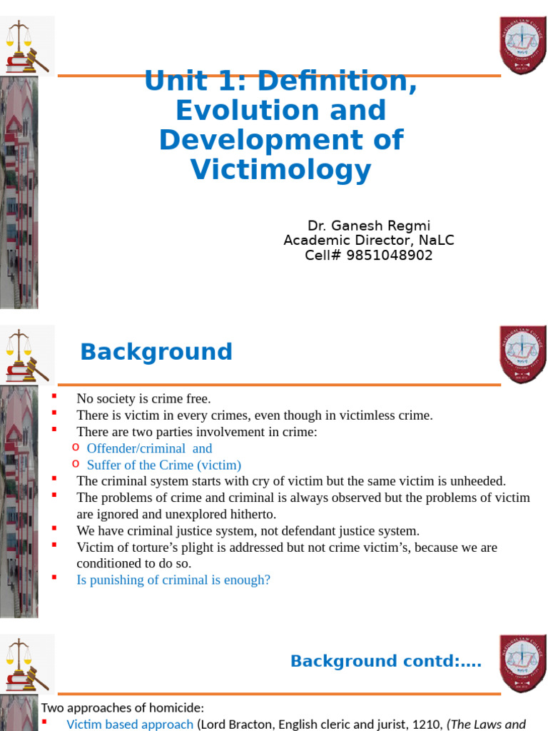 Unit 1 Definition, Evolution and Development of Victimology | PDF ...