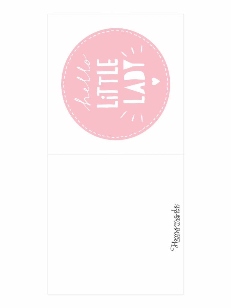 Printable Baby Cards Hello Little Lady Pink | PDF