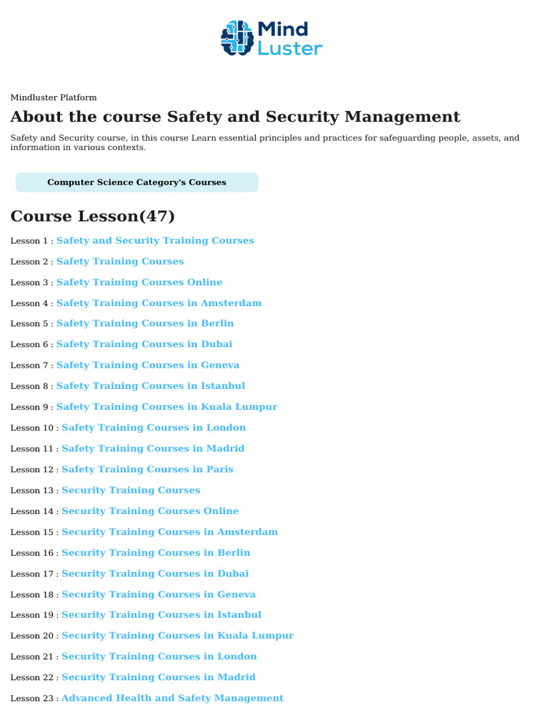 Security Management Courses in Paris | PDF | Occupational Safety And ...
