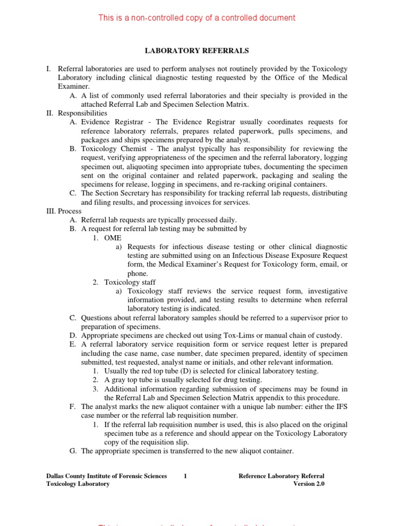 Laboratory Referral Process Overview | PDF | Hepatitis B | Medical ...