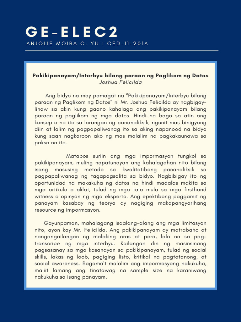 Reaction Paper - Ge-Elec2 | PDF
