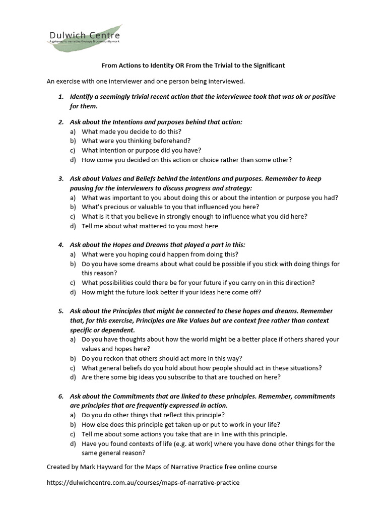 Actions-to-Identity-Map-Exercise | PDF | Intention | Dream