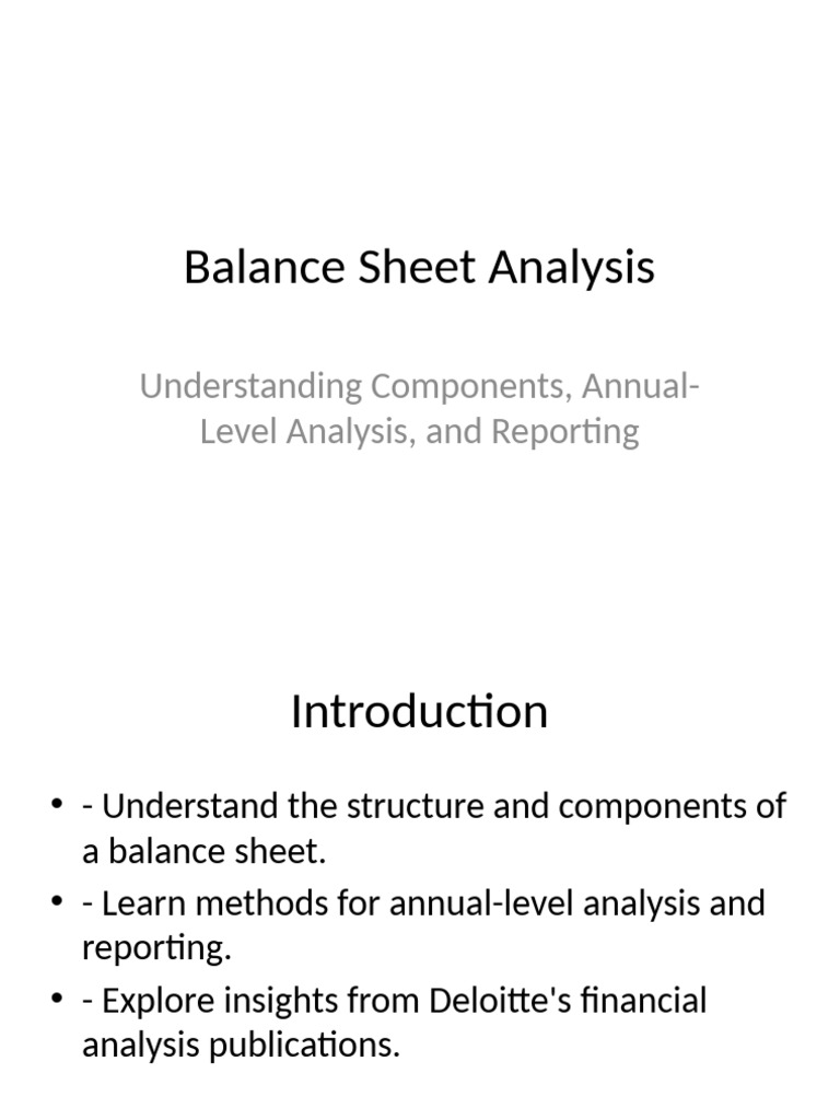 Balance Sheet Analysis Presentation | PDF