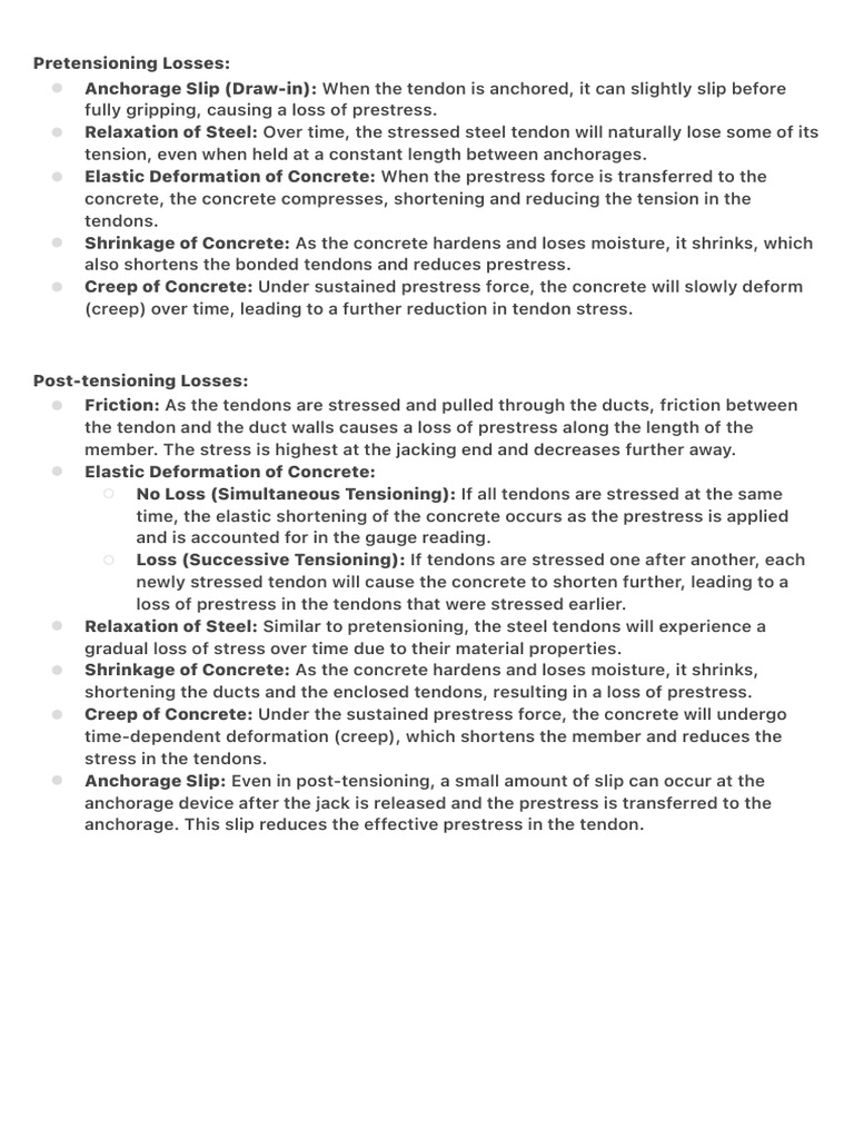 Pretensioning Losses | PDF