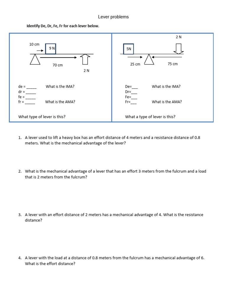 Lever Problems - Shortened Version | PDF
