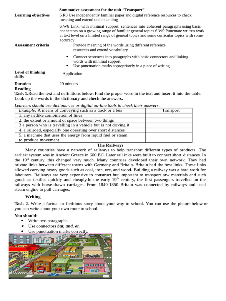 Transport Unit Summative Assessment Guide | PDF | Rail Transport ...