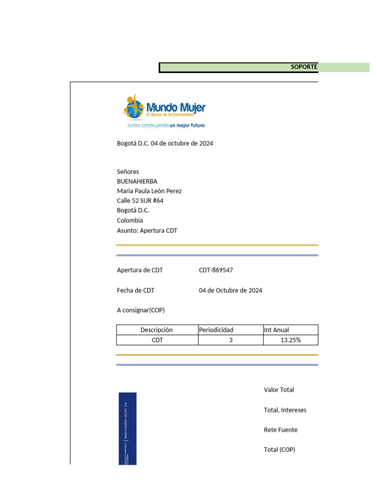 Apertura CDT | PDF | Contabilidad | Dinero