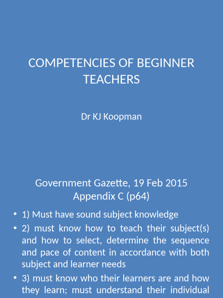 Essential Competencies for Beginner Teachers | PDF