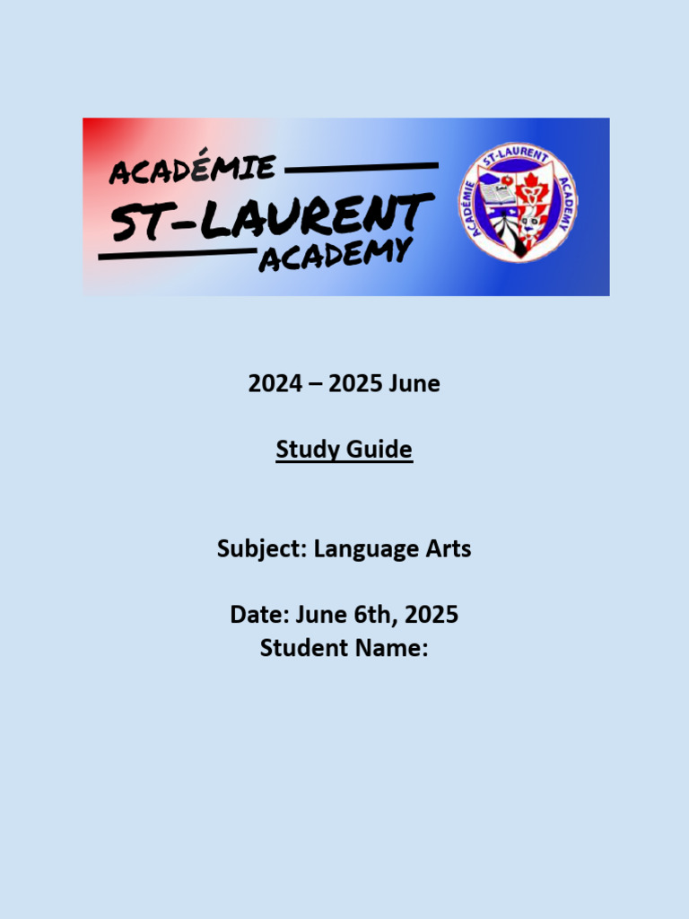 Grade 6 English Study Guide - June 2025 | PDF | Lion