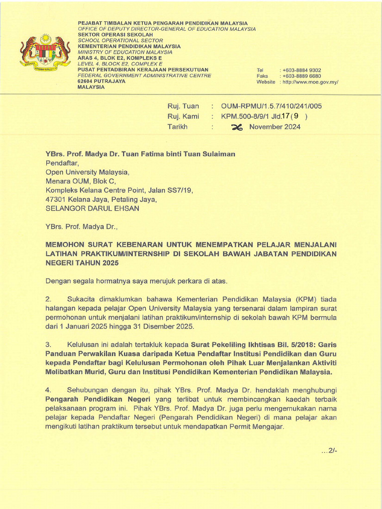 Surat Kebenaran KPM Tahun 2025 | PDF