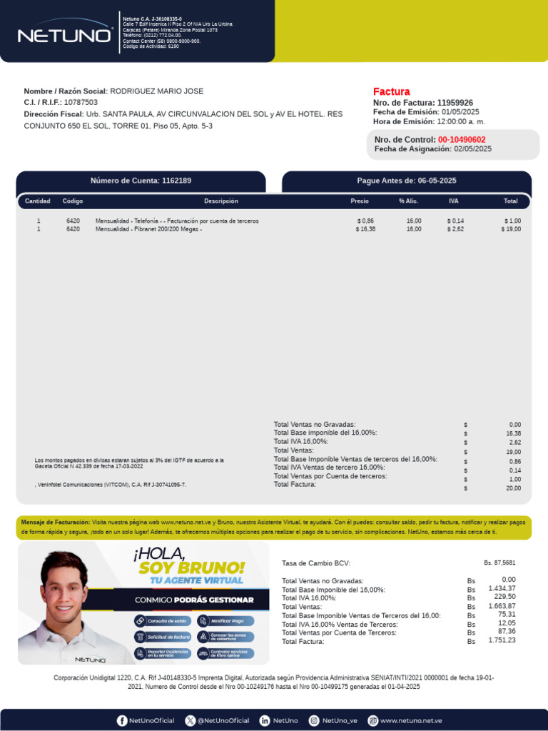Factura NetUNo Mayo2025 | PDF