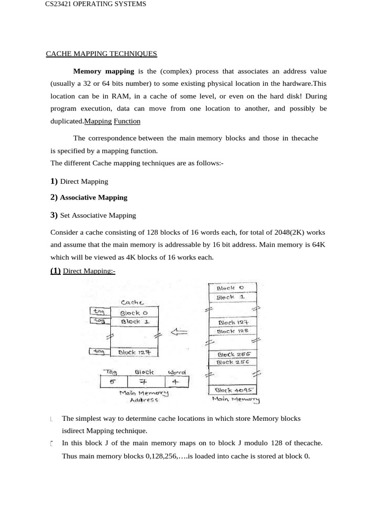 Unit1 Cache Memory Mapping Techniques | PDF | Cpu Cache | Computer Memory