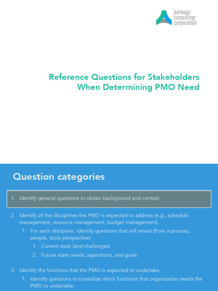 04_02 Reference Questions for Stakeholders When Determining PMO Need ...