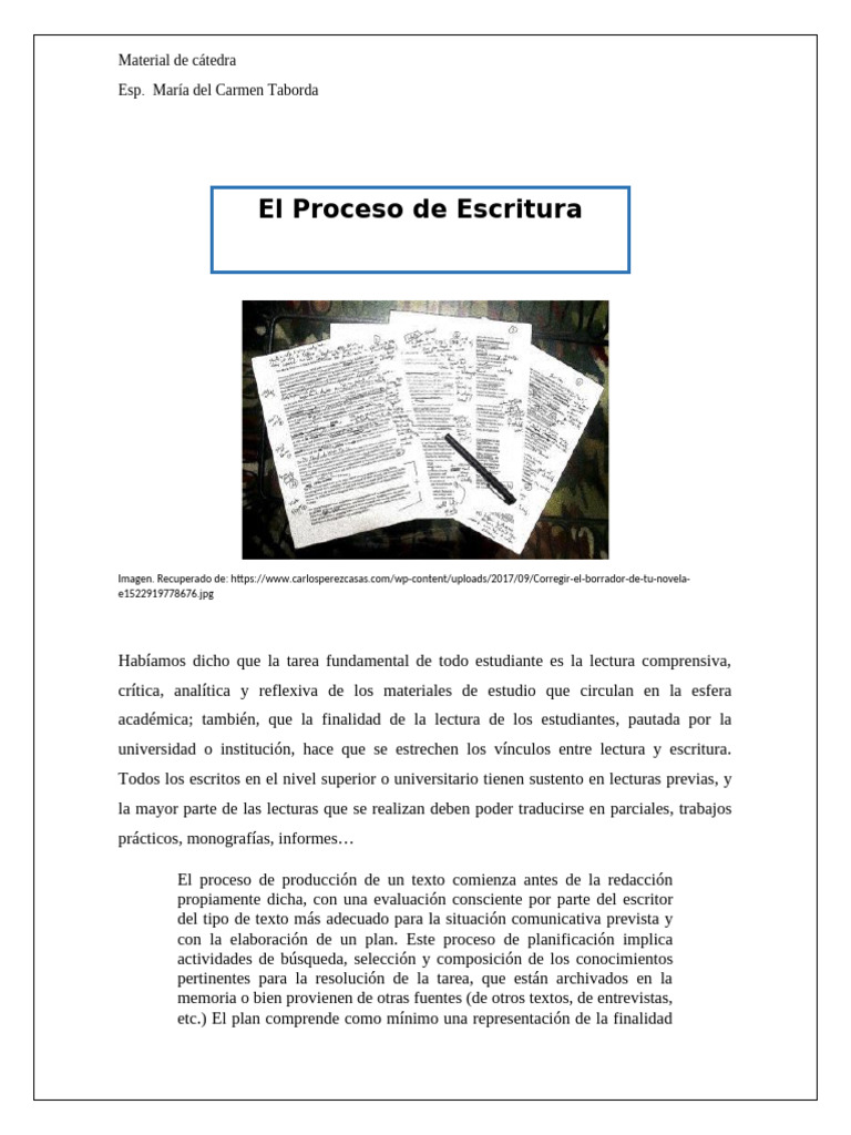El Proceso de Escritura. Material de Cátedra | PDF | Escritores ...