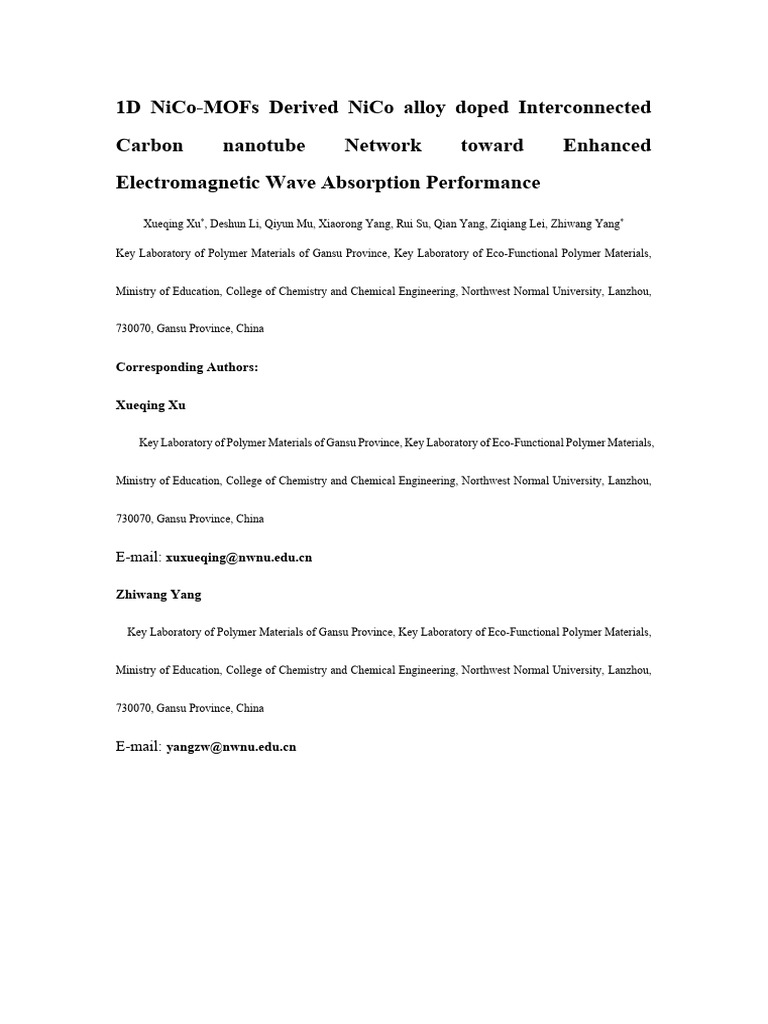 HN Model For NiCo Refrence | PDF | Carbon Nanotube | Nanoparticle
