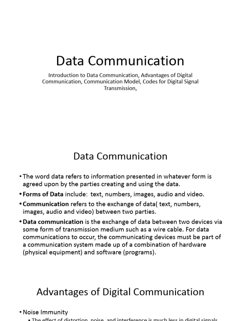 Introduction To Data Communication | PDF | Duplex (Telecommunications ...