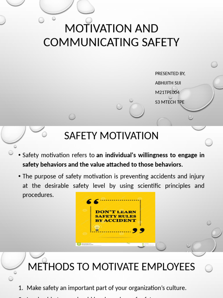 Motivation and Communicating Safety | PDF