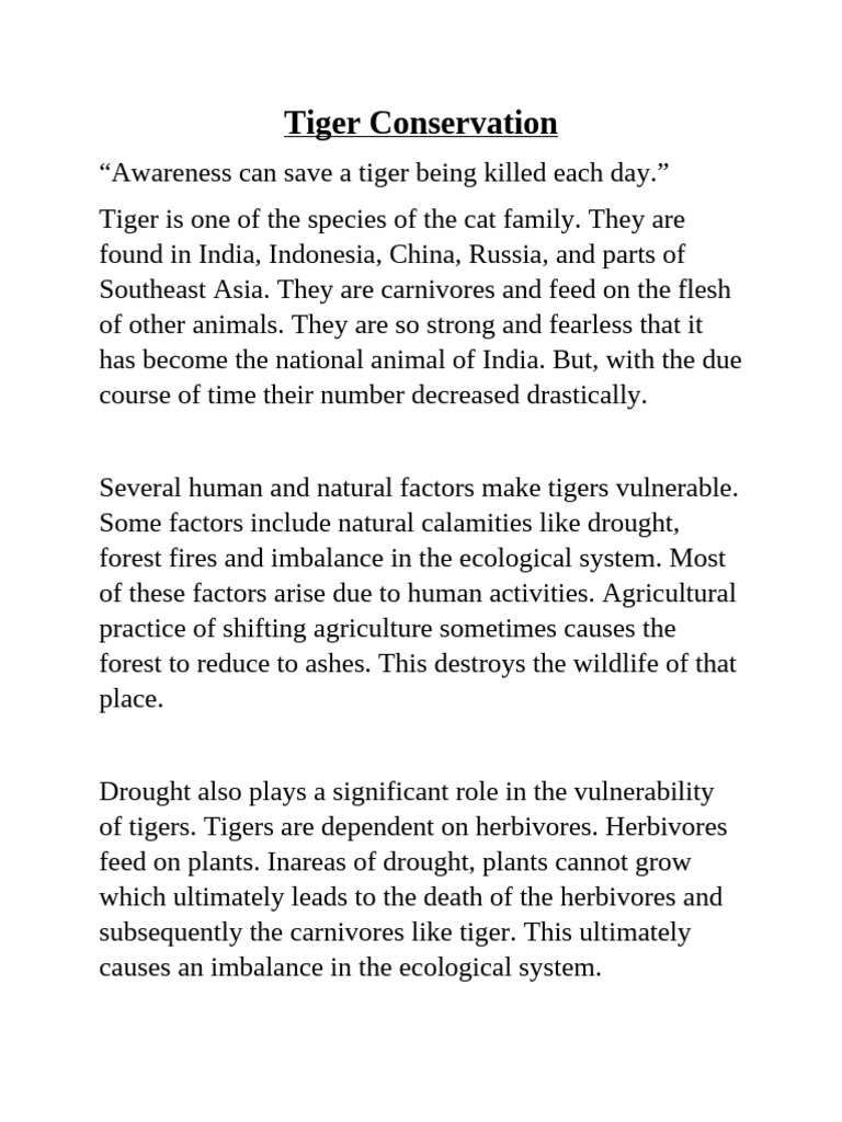 Tiger Conservation | PDF