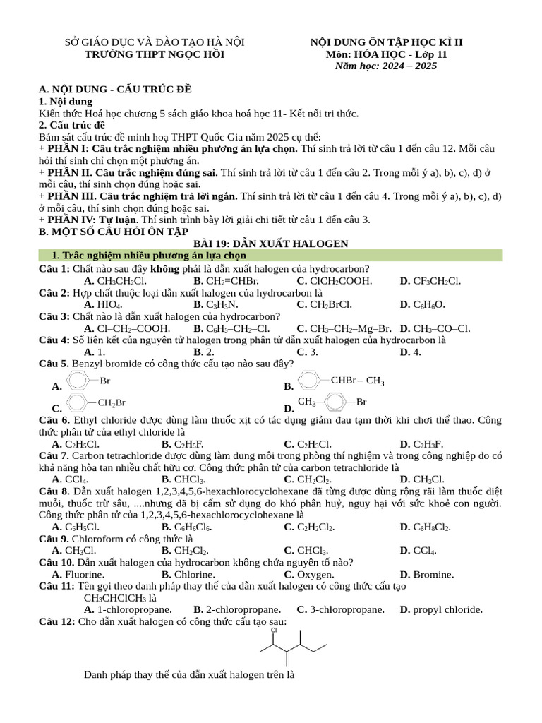 ĐỀ-CƯƠNG-ÔN-TẬP-HKII-HOÁ-11-HS | PDF