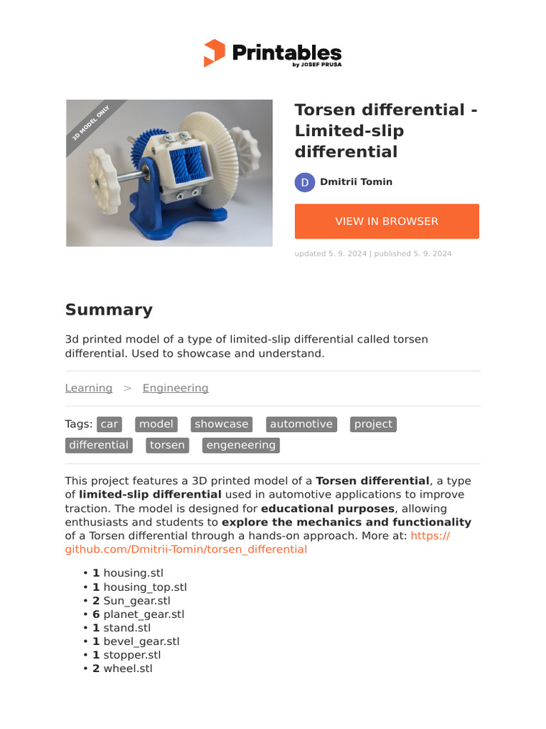 3D Model of Torsen Differential | PDF | Mechanical Engineering ...