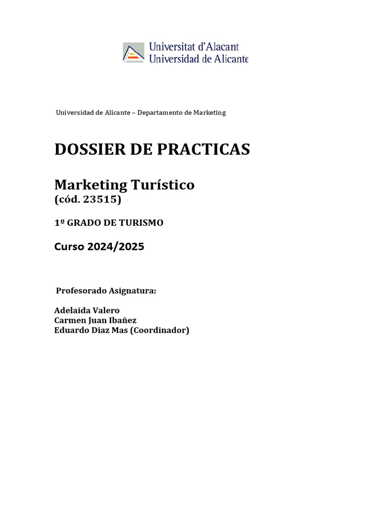Cuadernillo de Prácticas INDIVIDUALES 2 | PDF | Marketing | Turismo