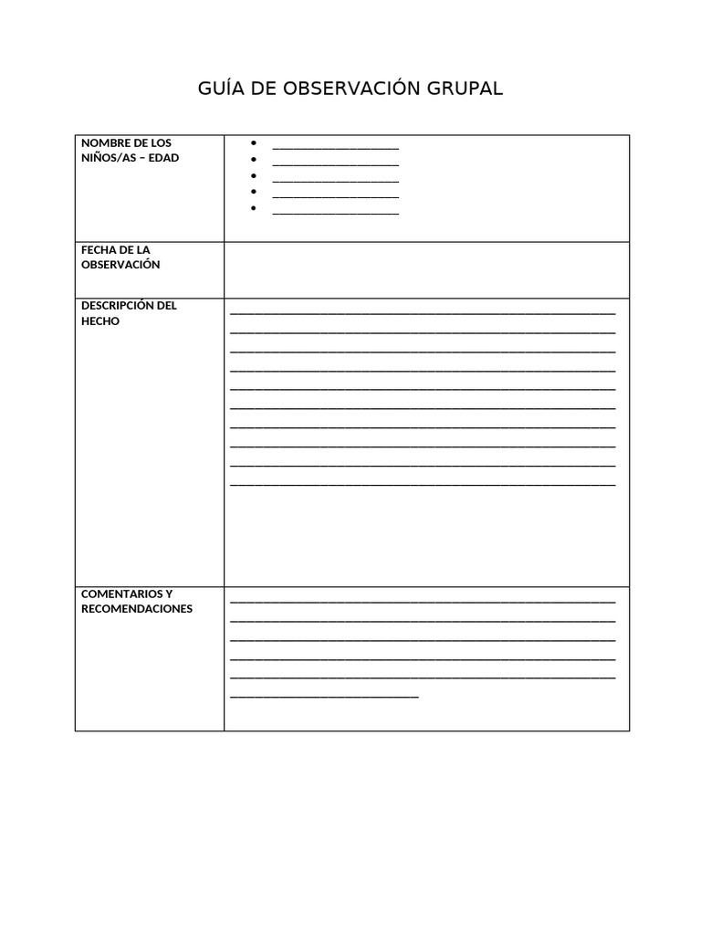 GUÍA DE OBSERVACIÓN GRUPAL (1) | PDF