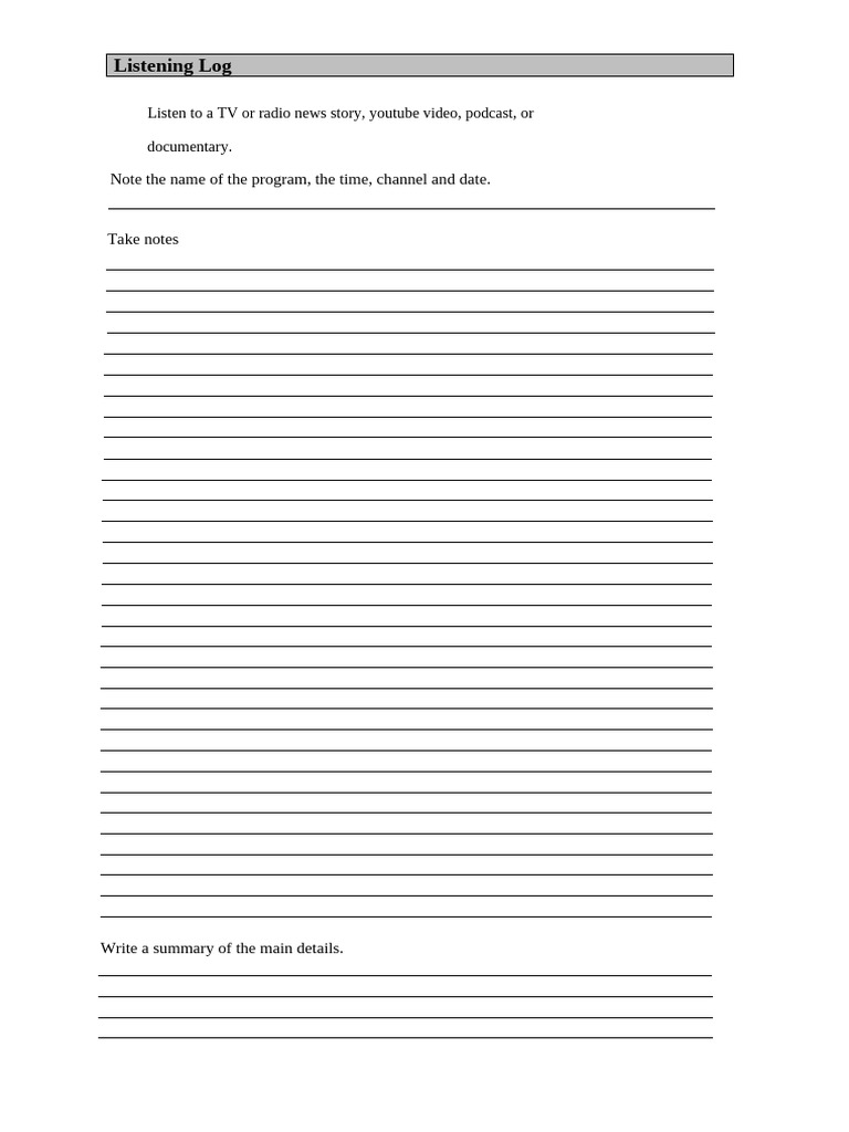 Listening Log | PDF