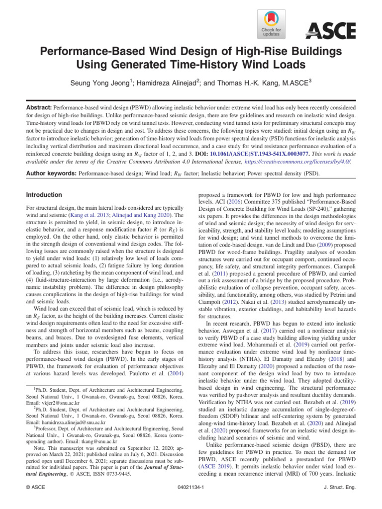Performance-Based Wind Design of Tall Buildings Considering Corner Modification and Inelastic ...