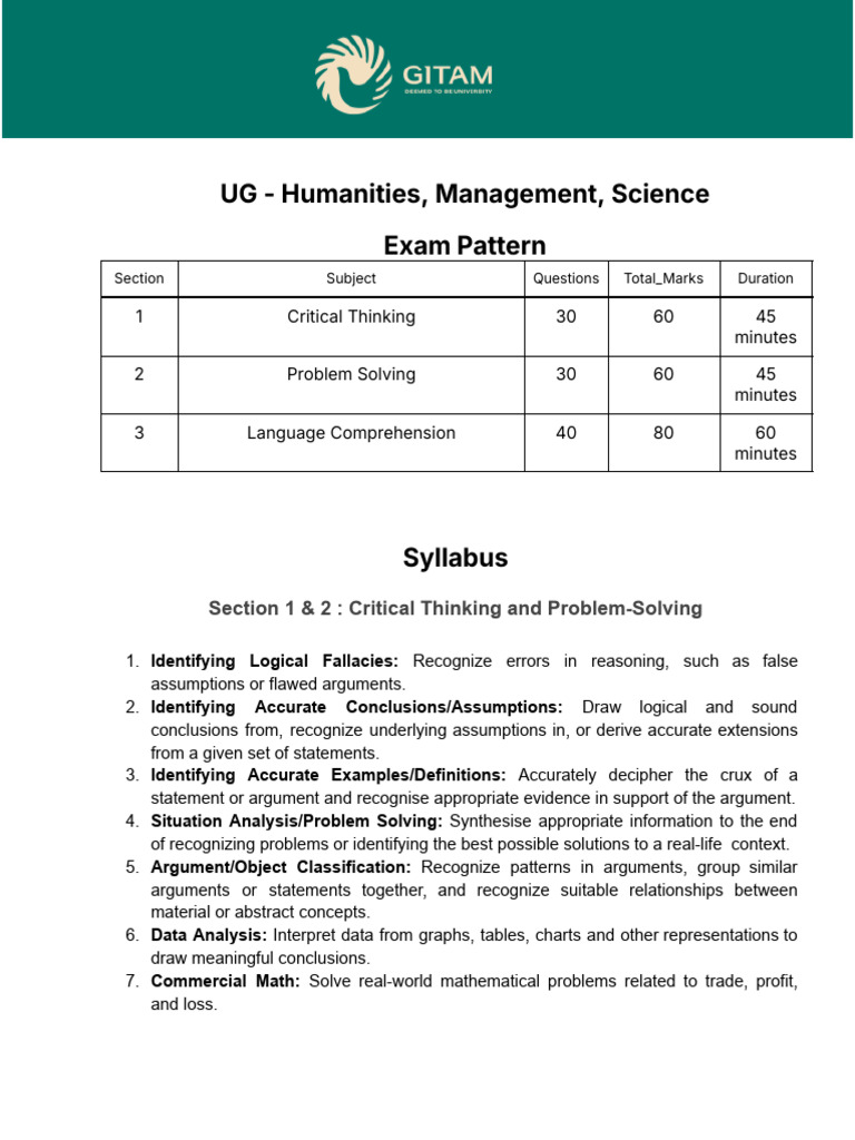 UG Exam Pattern: Humanities & Science | PDF | Argument | Mathematics