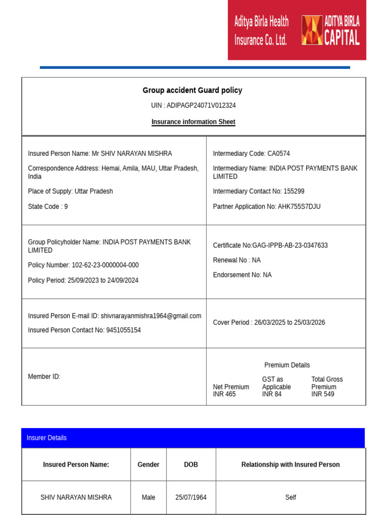 Abhi Gag Coi Certificate 10lakh Gag Ippb Ab 23 0347633 | PDF | Insurance