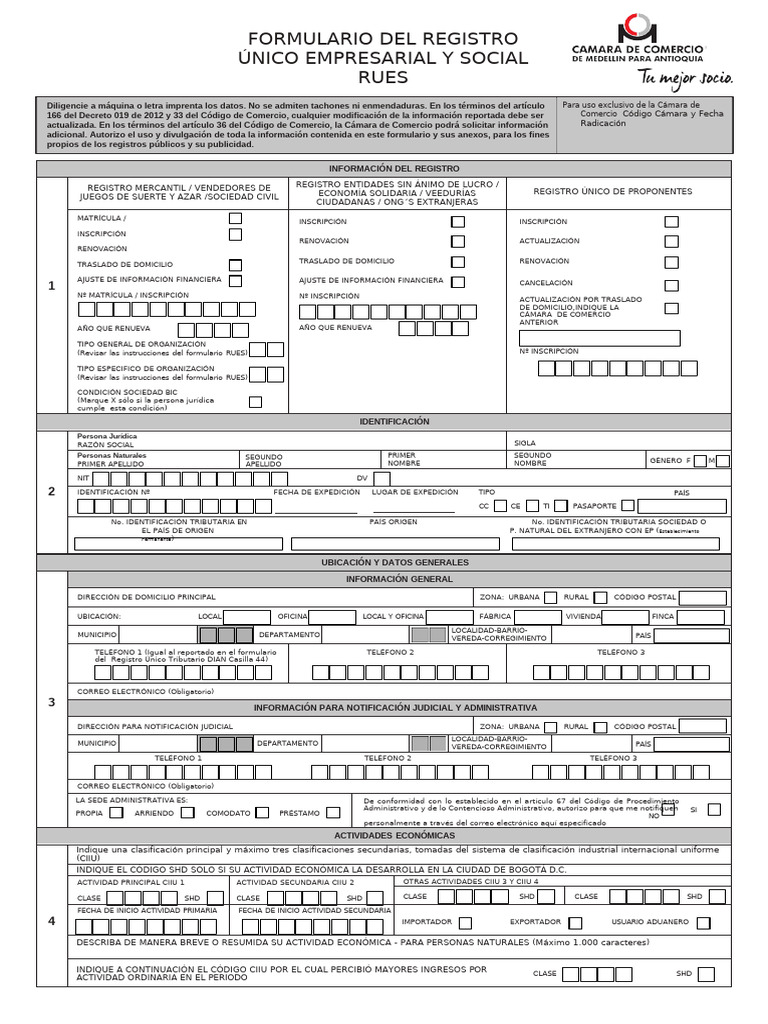 Formulario RUES | PDF