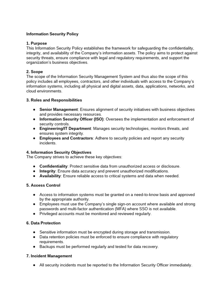 Information Security Policy | PDF | Information Security | Computer Security