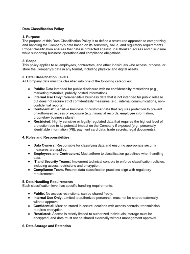 Data Classification Policy | PDF | Classified Information | Information ...