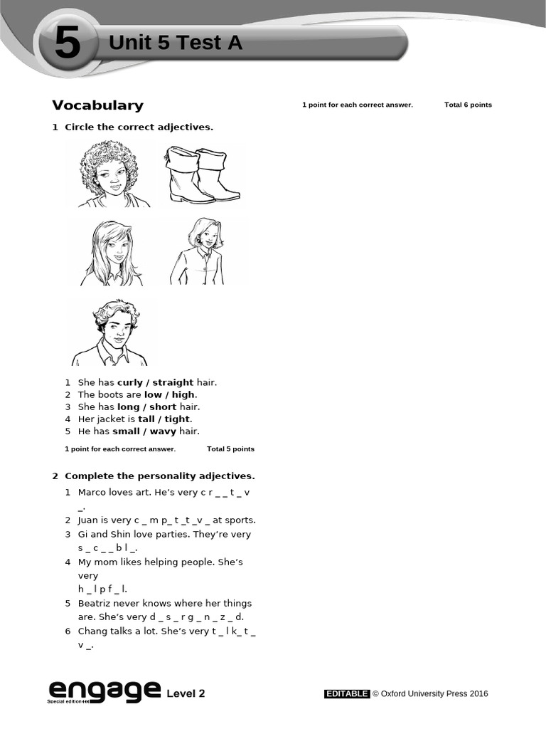 Unit 5 Vocabulary and Grammar Test | PDF