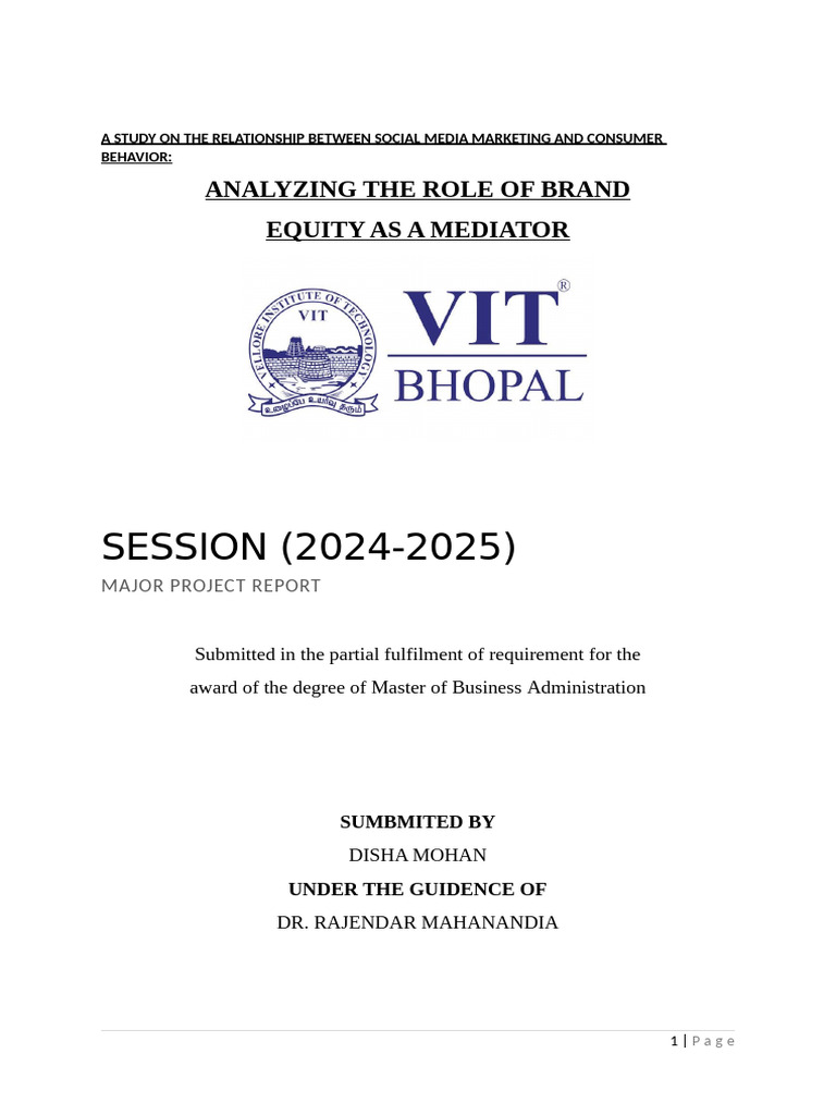 Major Project Report Ashi 2 | PDF | Structural Equation Modeling | Cronbach's Alpha