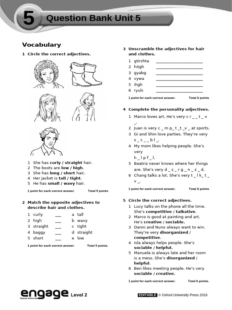 Engage Level 2 Unit 5 Question Bank | PDF