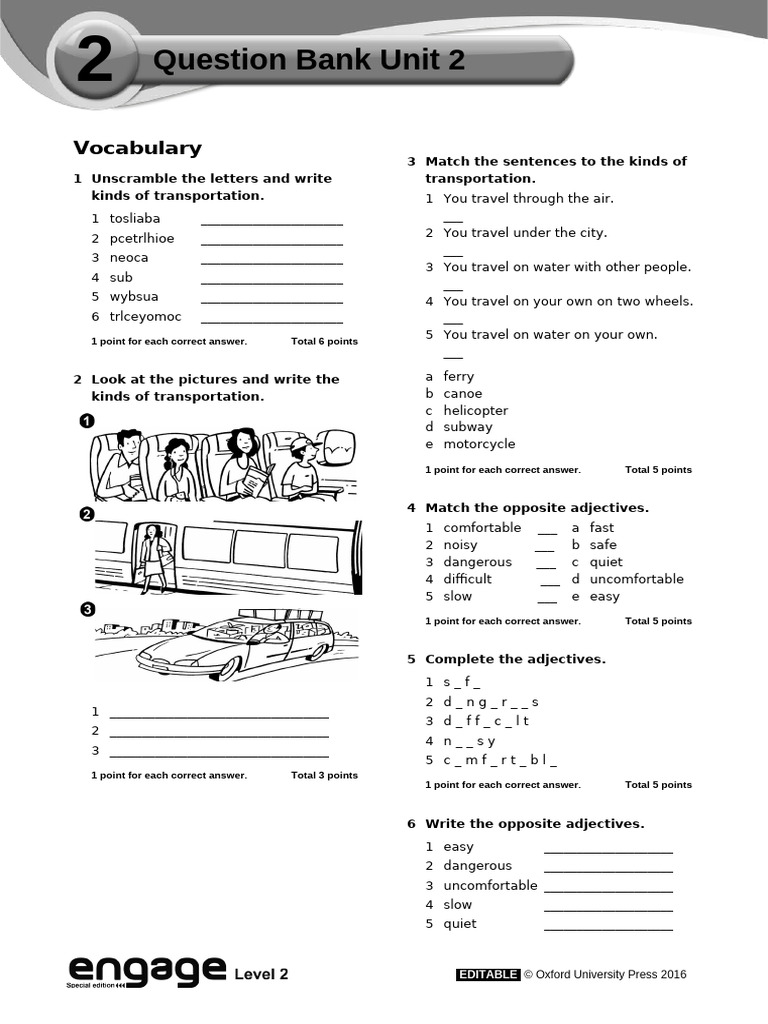 Engage Level 2 Unit 2 Question Bank | PDF