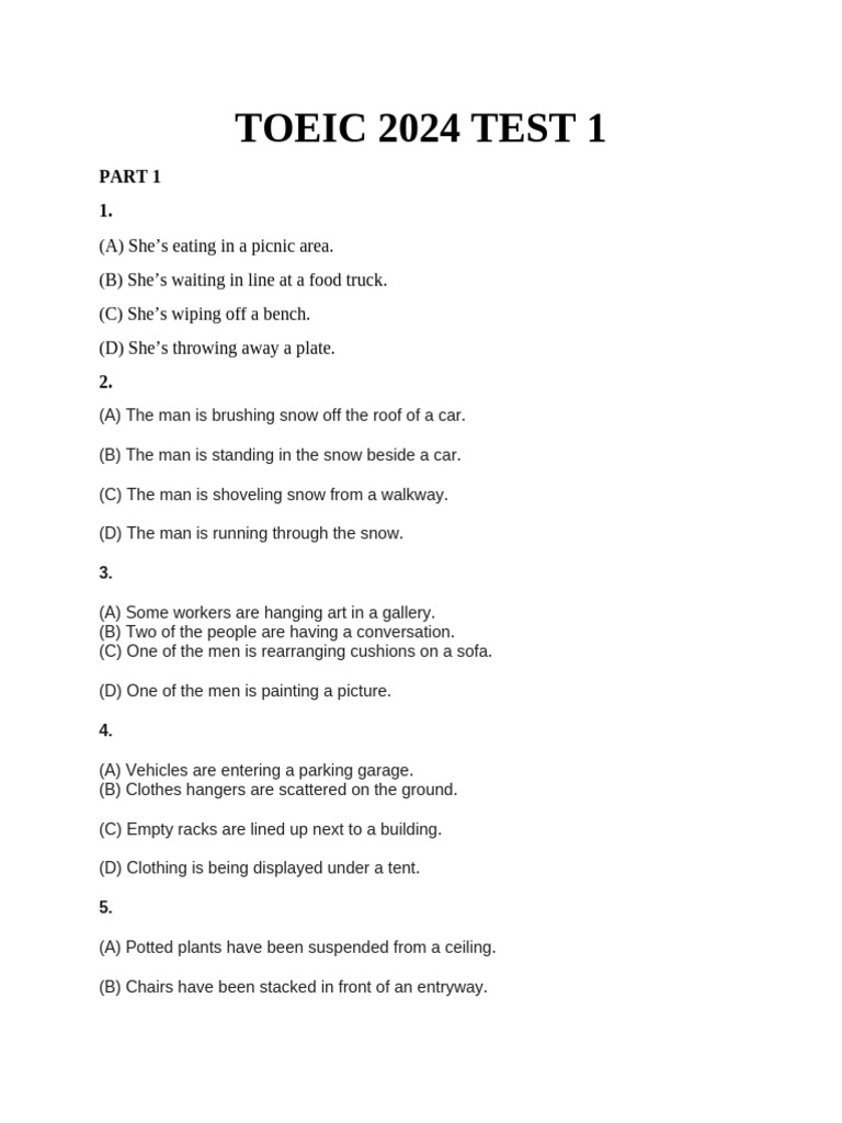 Toeic 2024 Test 1 - Script | PDF